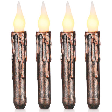 Jetec 4 Pieces Vintage LED Taper Candles Plastic Hand Dipped Candle ...