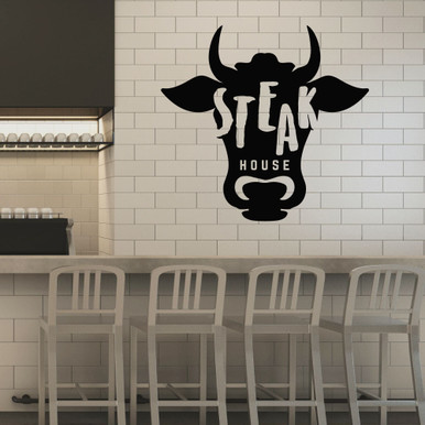 Steak House Vinyl Wall Decal Bull Cow Meat Shop Restaurant Interior ...