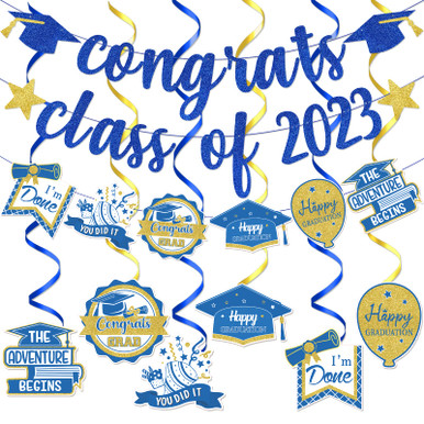 Blue and Gold Graduation Party Decorations 2023 Congrats Class of 2023 ...