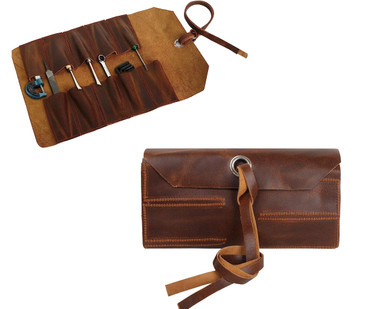 Leather Tool roll up Pouch 10 Slot,Portable Wrench roll for Barbers ...
