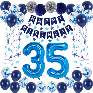 Blue 35 Birthday Decorations, Navy Blue 35th Birthday Decorations for ...