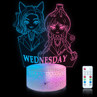 PWWJ 3D Illusion Wednesday Addams LED Night Light Color Changing LED ...