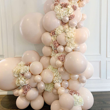 Double Layer Beige Balloons Different Sizes 18In 12In 5In Ivory White ...