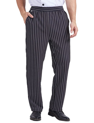 Nanxson Men's Baggy Chef Pants Restaurant Work Pants Elastic Waist with ...