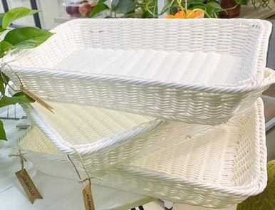 SOLAPOLLO 3 Packs Poly Wicker Bread Basket,Rectangle Bread Basket ...