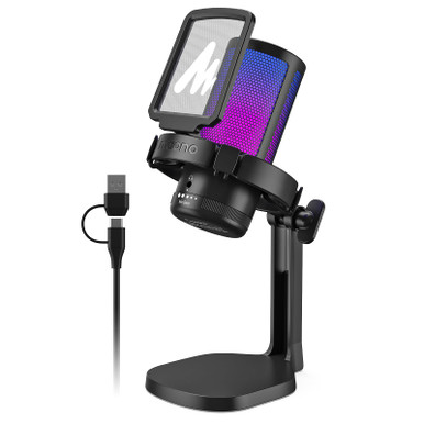 MAONO USB Gaming Microphone for PC, Noise Cancellation Condenser Mic ...