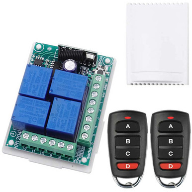DC 12V Relay Module Wireless Remote Control Switch 4 Channel Receiver ...
