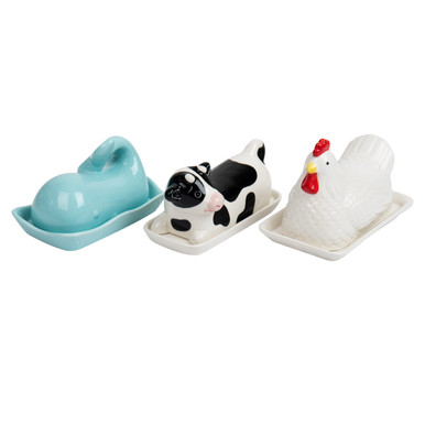 Maison Sucasa Animal Butter Dish Set, Includes a Cow, Rooster and Whale ...