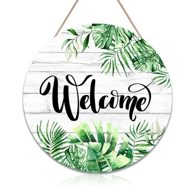 CHDITB Tropical Green Palm Leaves Welcome Sign Wall Decor(12''x12 ...