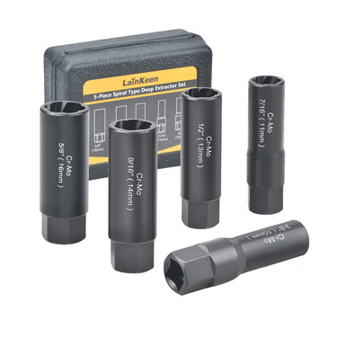 LainKeen 5-Piece Spiral Type Deep Extractor Set, Easy Out Bolt ...