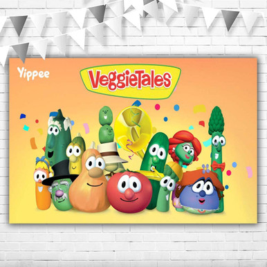 Veggietales Birthday Party Supplies 5x3ft Vinyl Veggietales Backdrop ...