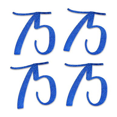Blue Glitter 75 Cut-Out Numbers, 75th Birthday Party Anniversary ...