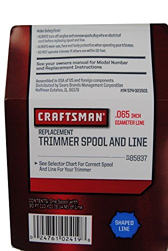 Craftsman .065 Replacement Spool and Trimmer Line 30 Foot, 71-85837 ...