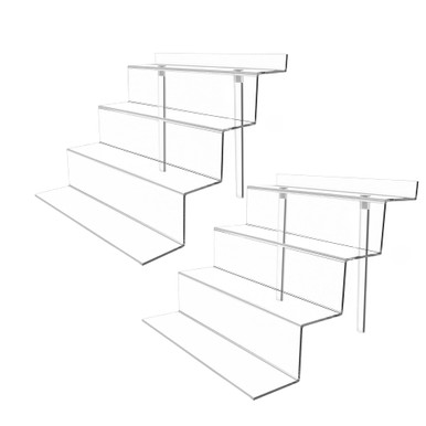 BYCY Acrylic Display Stands 4 Tier 2 Pack Clear Display Shelf Riser ...