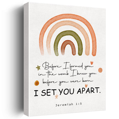 Inspirational Bible Verse Wall Art Decor Rainbow Religious Canvas ...