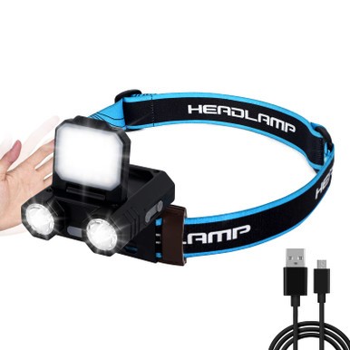Hardhat LED Headlamp Rechargeable Flashlight, Bright Waterproof ...
