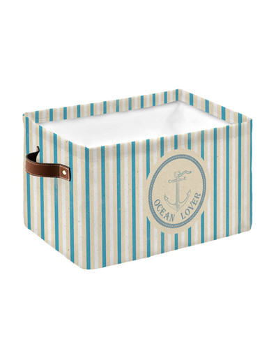 Storage Bins, Nautical Anchor Ocean Lovers Vertical Stripe Design ...