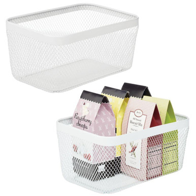 mDesign Steel Food Storage Organizer Bin Mesh Basket, Space Saving for ...