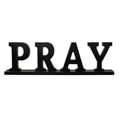 Linfevisi Black Wood Pray Sign Standing Block Letters Sign Rustic ...