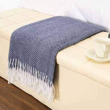 Gealaek Decorative Herringbone Faux Cashmere Throw Blanket Navy Blue ...