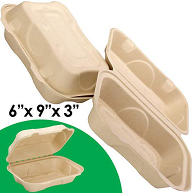 Biodegradable 6x9 Take Out Food Containers with Clamshell Hinged Lid ...