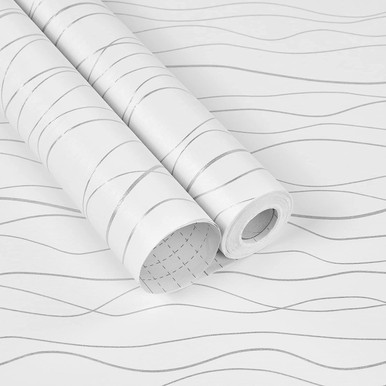 Mecpar Silver Stripe Contact Paper 17.71" x 394" Self Adhesive ...
