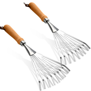 Gardening Hand Rake Stainless Steel Hand Tiller Small Garden Rake for ...