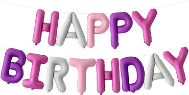 Happy Birthday Balloon Banner Party 16 Inch 3D Aluminum Foil Inflatable ...
