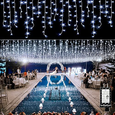 Icicle Lights Outdoor - 66ft 640 LED Hanging LED String Lights with 120 ...