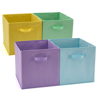 EZOWare Set of 4 Foldable Fabric Basket Bins, 13"x15"x13" Collapsible ...