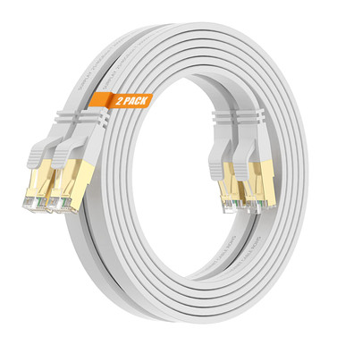 Cat8 2-Pack 6FT Ethernet Cable,White-40Gbps Internet Network Patch Cord ...