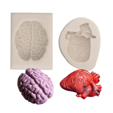 Human Heart Fondant Mold, Silicone Molds for Halloween Anatomical Brain ...