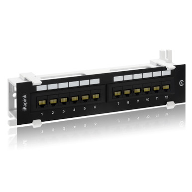 Rapink Patch Panel 12 Port Cat6 10G Support, Network Patch Panel UTP 10 ...