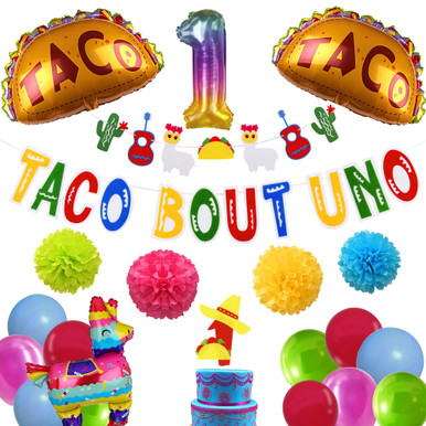 Taco Bout Uno Birthday Fiesta Party Decorations Kit,Boy Girl Baby Taco ...