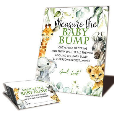 Baby Shower Measure The Baby Bump Kit - Greenery Animal Guess How Big ...