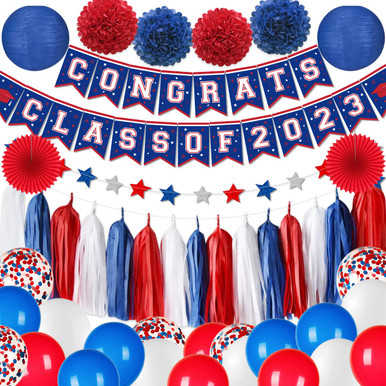 Graduations Decorations Class of 2023,Red and Blue Class of 2023 Banner ...