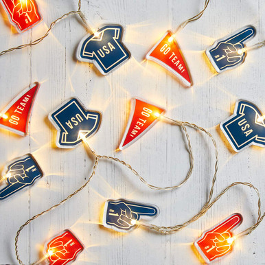 Lights4fun, Inc. 12 Red & Blue USA Sports Jersey, Flag & Foam Finger ...