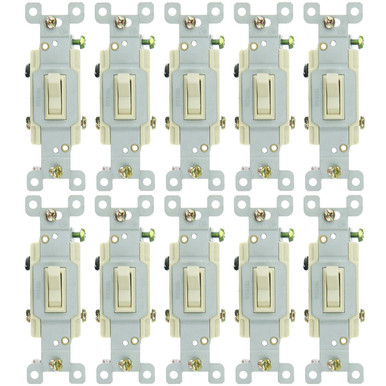 Sunlite 40870 Grounded 3-Way Toggle Wall Switch Ivory, 15 Amp, 120 Volt ...