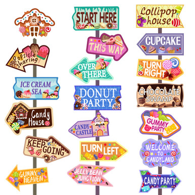 STEFORD Candyland Party Decorations, Candy Land Party Directional Signs ...