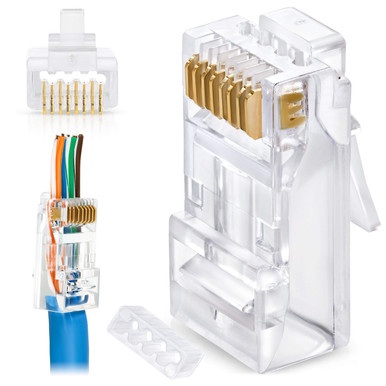 GTZ RJ45 Cat6/6a Pass Through Connectors for a Thick 23 AWG Large ...