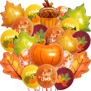 21Pcs Fall Balloons, Happy Fall Balloons includes Fall Color Balloons ...