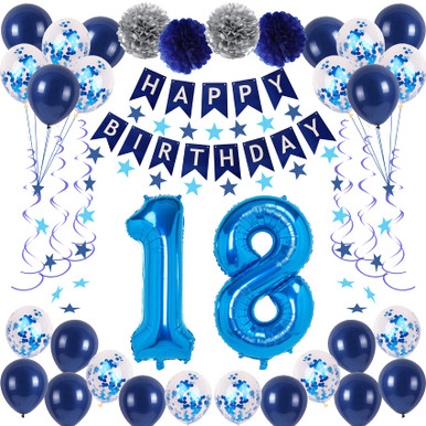 NANINUNENO 18th Blue Birthday Party Decorations for Boy Girl Men Women ...