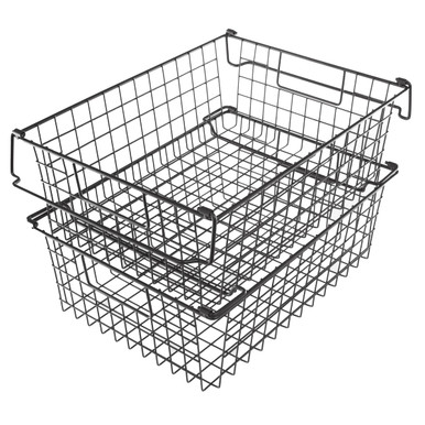 Home-Complete Nesting Storage Bins Stackable Wire Baskets, Set of 2 ...