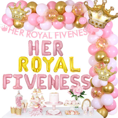 Her Royal Fiveness Birthday Decorations for Girls, Princess Balloon 5th ...