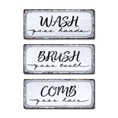 Farmhouse Bathroom Signs Decor 3PCS, PVC Made Waterproof Bathroom Art ...