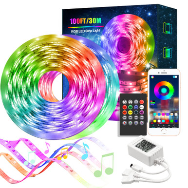 Led Strip Lights 100ft, Smart Light Lights with Bluetooth and APP ...