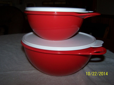 Tupperware Thatsa Bowl Jr. 12cup & Thatsa Bowl Mini 6cup Chili Red W ...