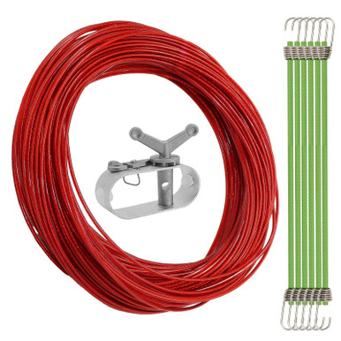 100 FT Pool Cover Cable with Heavy-Duty Winch Kit and 6 Bungee Cords ...