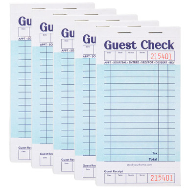 Stock Your Home Blue Guest Check Books for Servers (5 Pack) Server Note ...