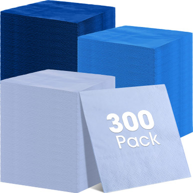 300 Pcs 2 Ply Cocktail Napkins Paper Blue Beverage Napkin Disposable ...
